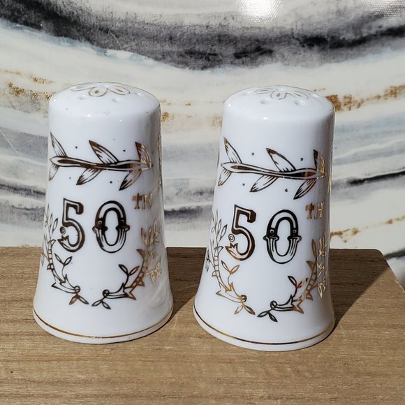 Lefton | Dining | Lefton 955 Vintage Salf Pepper 5th Golden Wedding ...